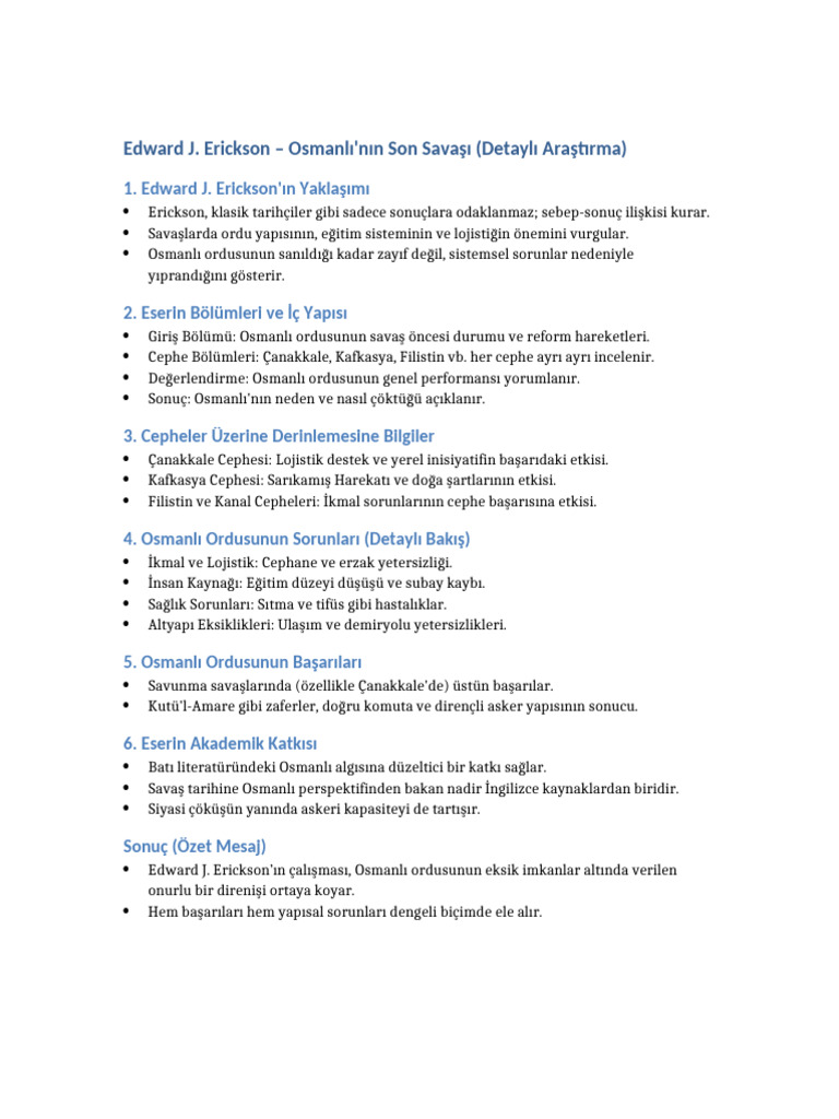 Edward Erickson Detayli Osmanlinin Son Savasi | PDF