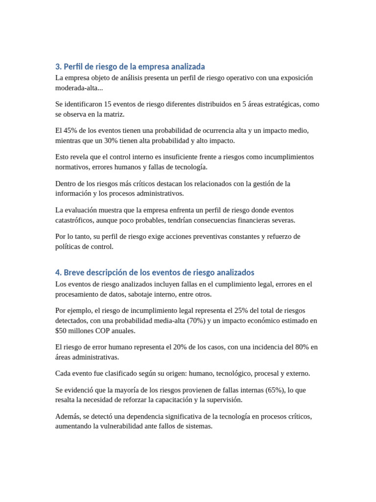 Informe Riesgo Operativo Extendido | PDF | Riesgo | La seguridad ...