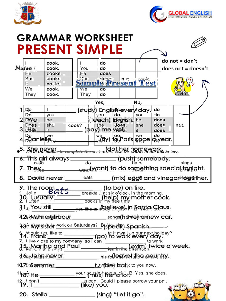 Present Simple Worksheets | PDF