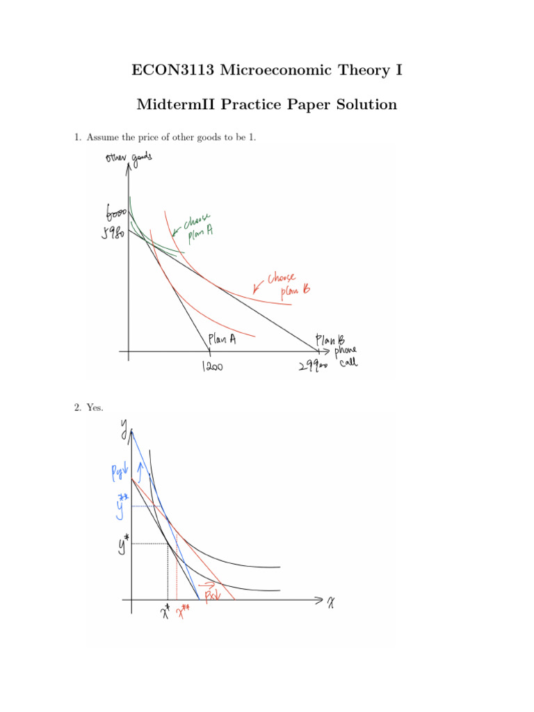 Practice Questions For Midterm II Solution | PDF | Economies | Consumers