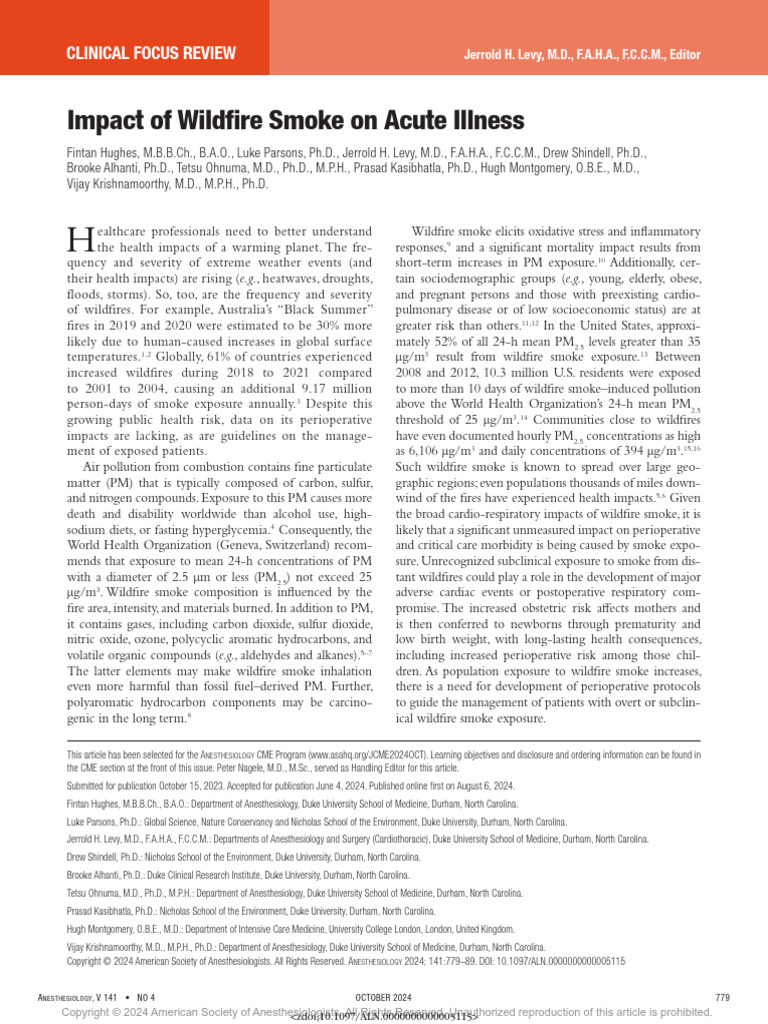 Impact of Wildfire Smoke On Acute Illness.27 | PDF | Endothelium ...