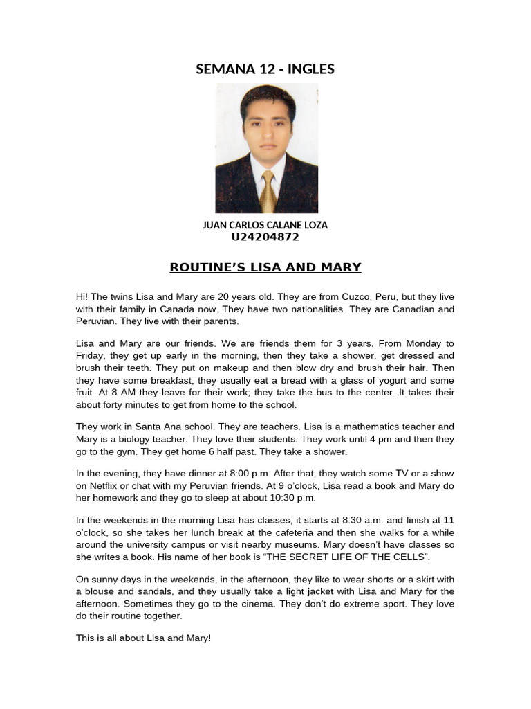 Juan Carlos - Tarea de Ingles - A4 | PDF