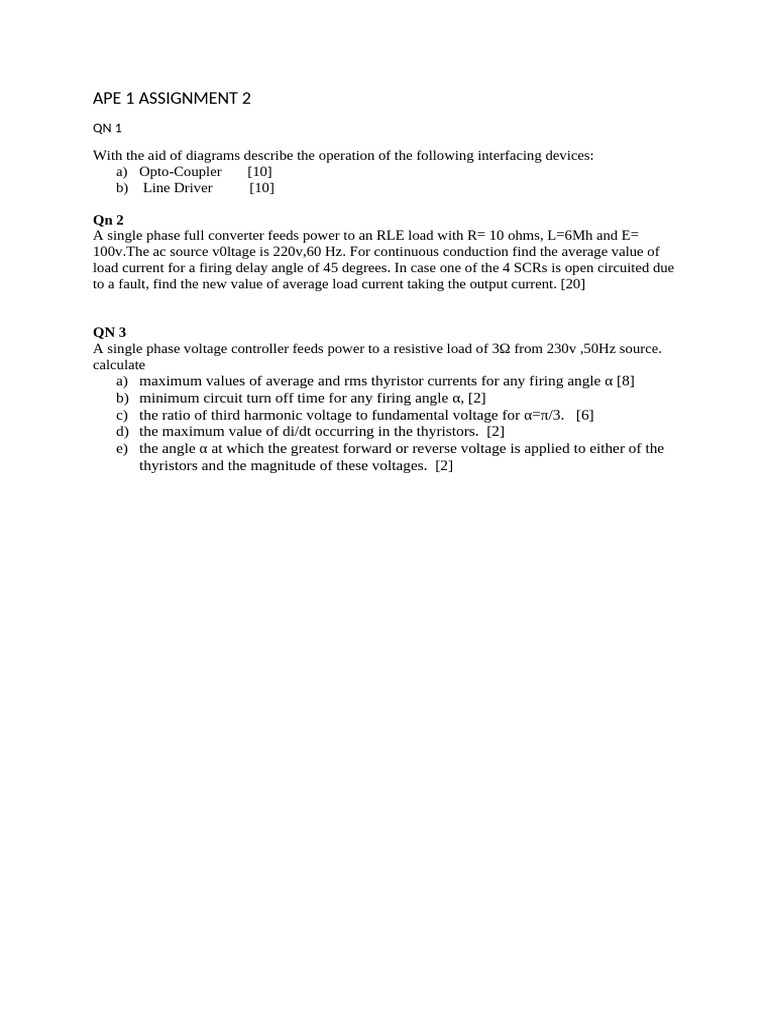 Ape 1 Assignment 2 | PDF