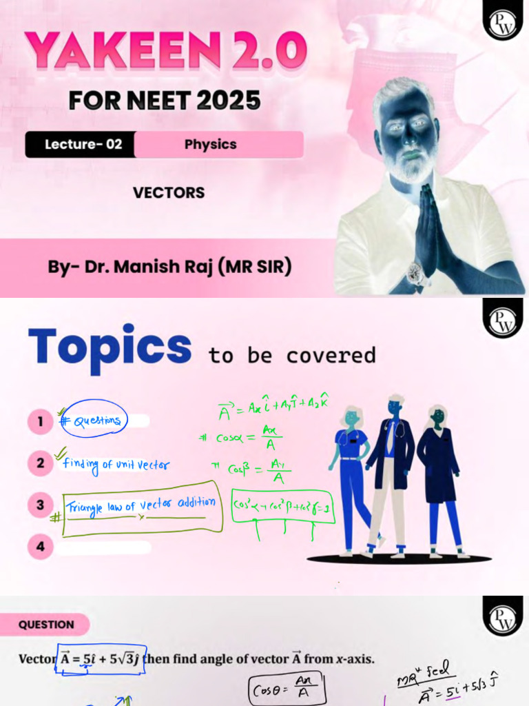 Vectors 02 - Class Notes - Yakeen NEET 2.0 2025 (Legend) | PDF