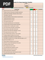 Weekly Fire Pump Inspection Checklist | PDF | Pump | Diesel Engine
