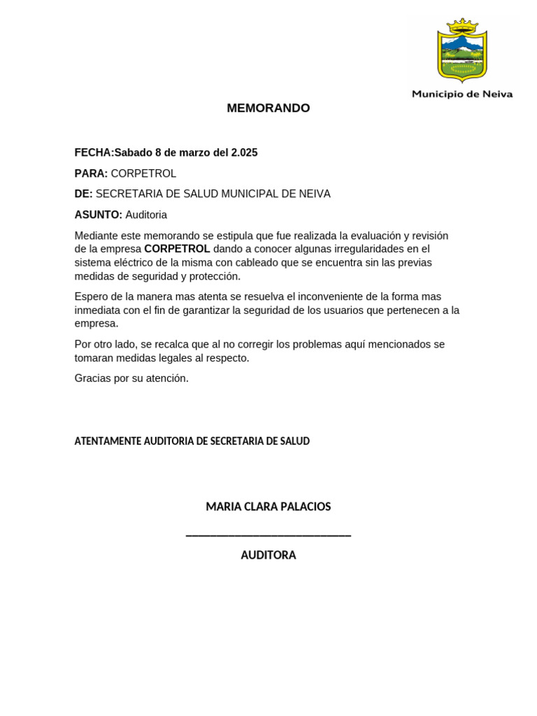 TALLER 4 MEMORANDO | PDF