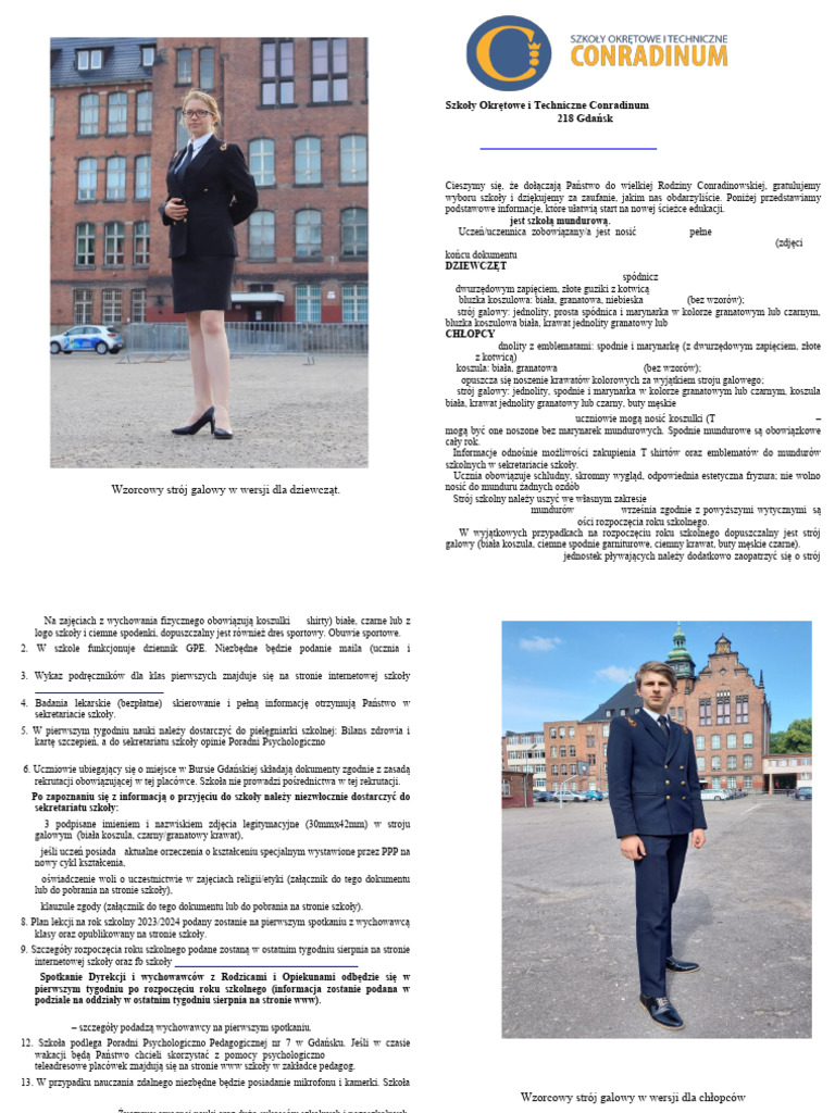 Informator dla pierwszoklasistów | PDF