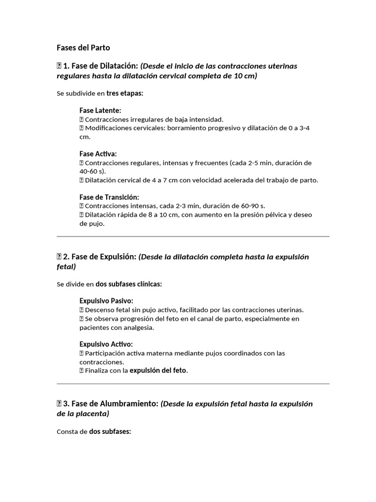 Fases del Parto: Guía Completa | PDF