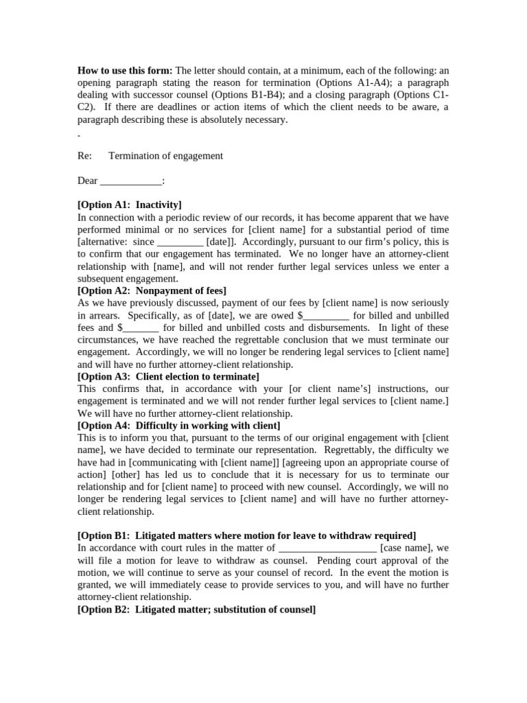 Sample Attorney Termination Letter | PDF | Common Law | Justice