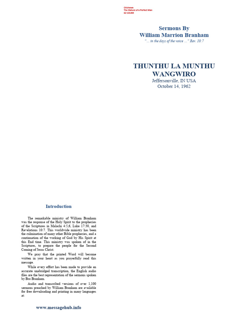 Chichewa 62 1014M Letter Booklet | PDF | Sermon | God