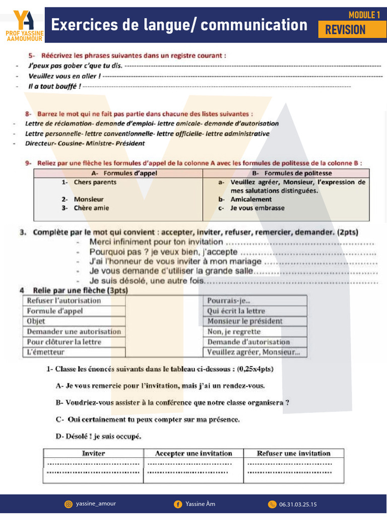 Exercices de Langue Communication 24 3ac 2 | PDF