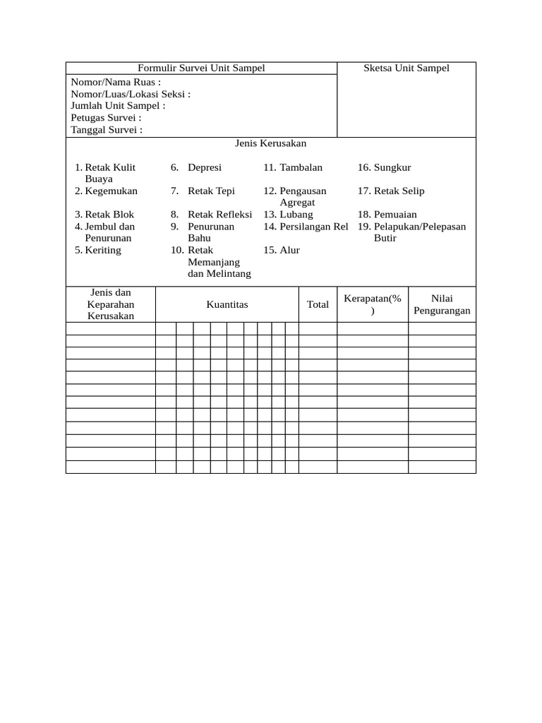 Formulir Survei Unit Sampel | PDF