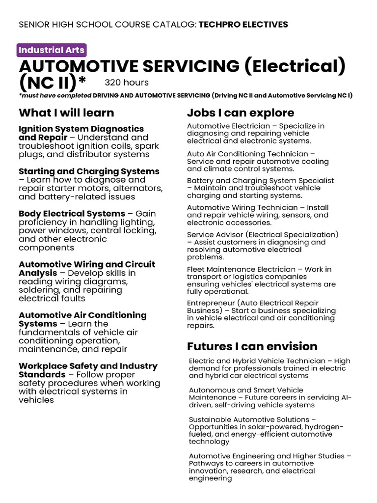 AUTOMOTIVE SERVICING (Electrical) | PDF