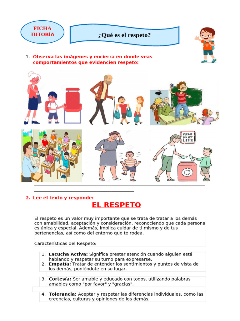 Ficha El Respeto | PDF | Empatía | Autoestima
