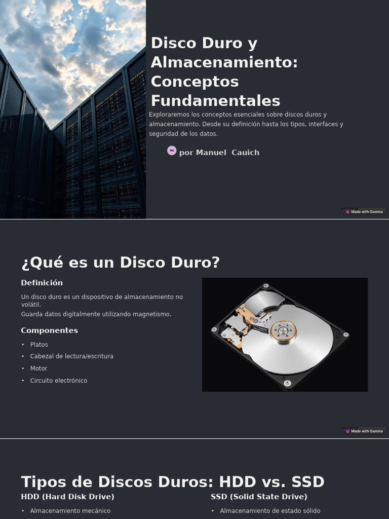 Disco Duro y Almacenamiento Conceptos Fundamentales | PDF | Disco duro | Unidad de estado sólido