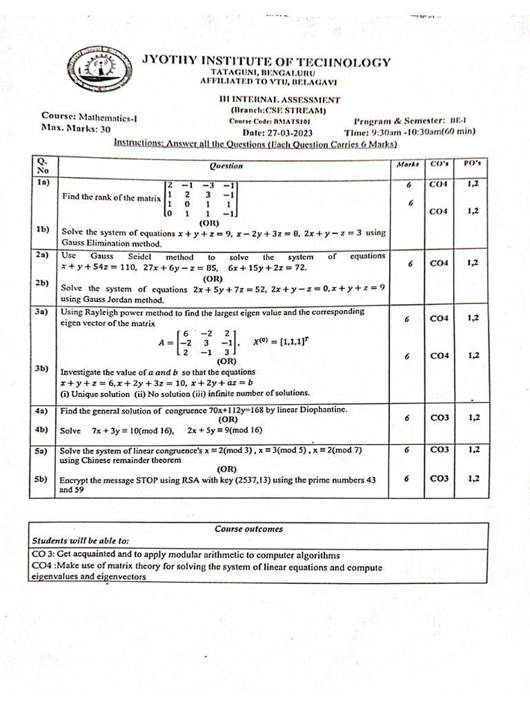 1st Year Question Paper PDF | PDF