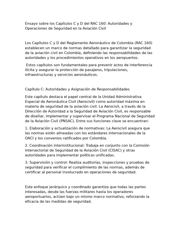 Ensayo Sobre Los Capítulos C y D Del RAC 160 | PDF | La seguridad ...
