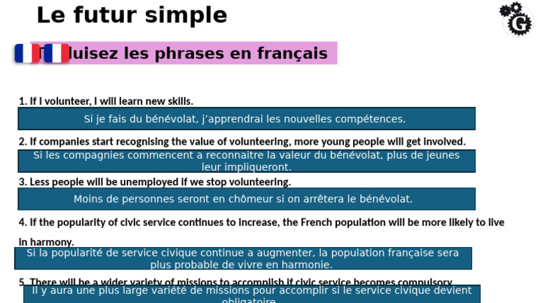 Traduction des phrases au futur simple | PDF