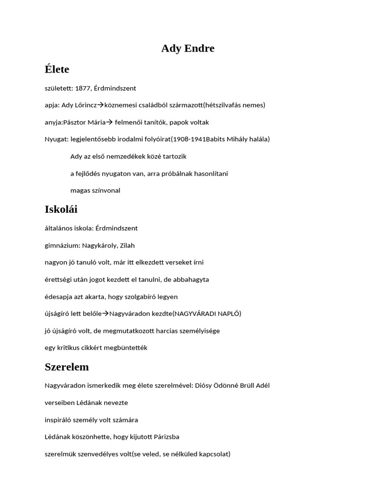 Ady Endre Magyarságversei | PDF