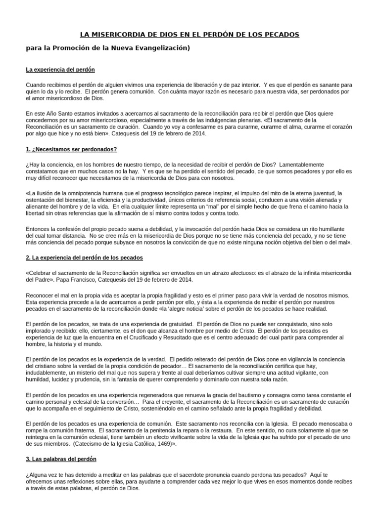 La Misericordia de Dios en El Perdón de Los Pecado | PDF | Perdón | Pecado