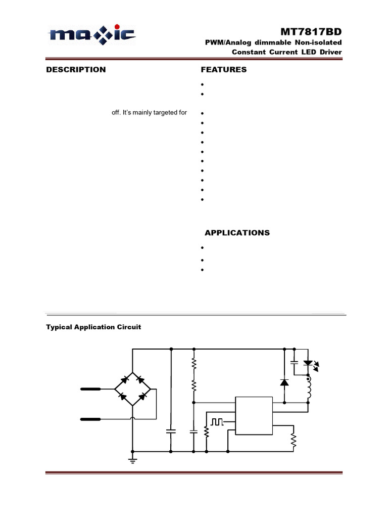 MT7817BD LED Driver Datasheet | PDF | Inductance | Inductor