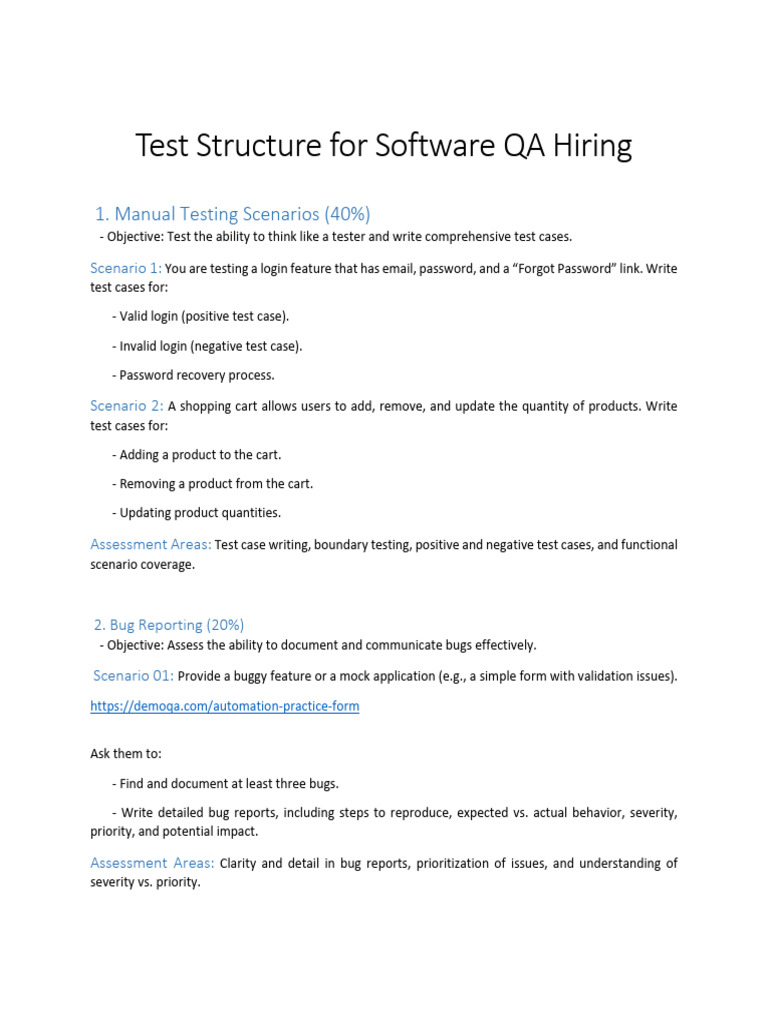 QA Engineer Test Structure Guide | PDF | Software Testing | Software Bug