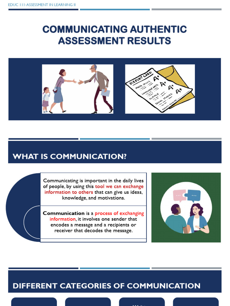 Communicating Authentic Assessment Results and Portfolio Assessment Educ 111.PDF | PDF ...