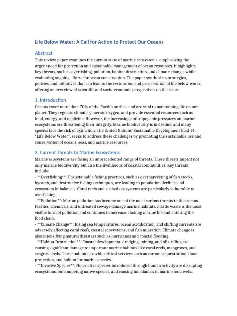 Life Below Water Review Paper Extended | PDF | Biodiversity ...