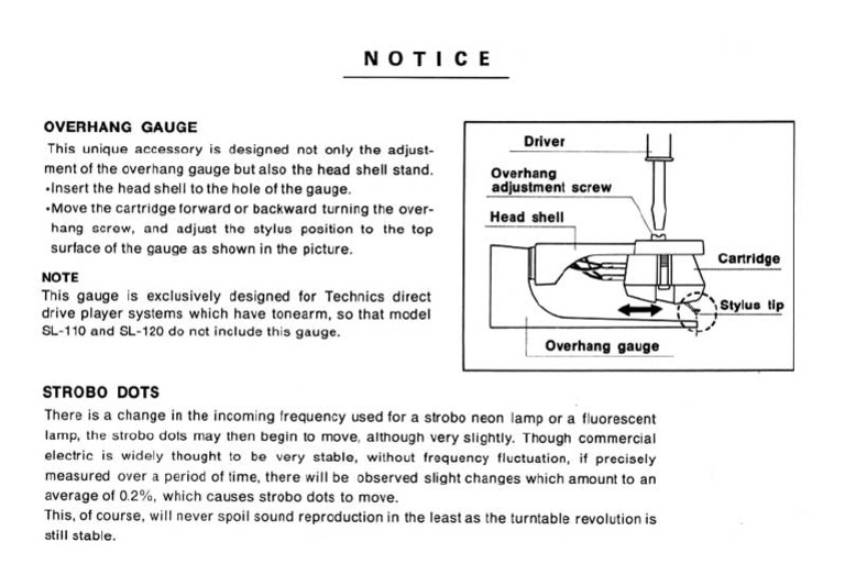 Technics Overhang Gauge Brochure | PDF