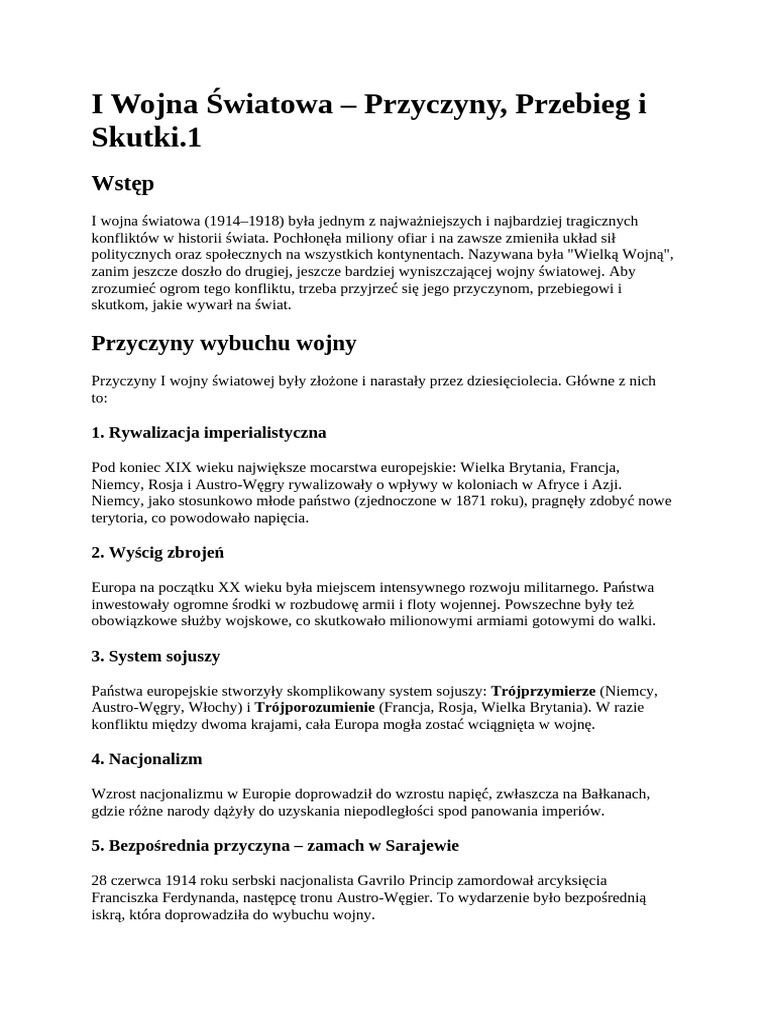 I Wojna Swiatowa | PDF