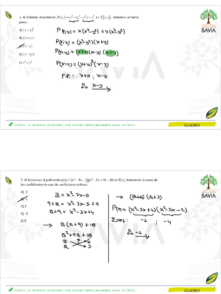 ÁLGEBRA_SEM 05_REGULAR_2026_I-EJERCICIOS RESUELTOS | PDF