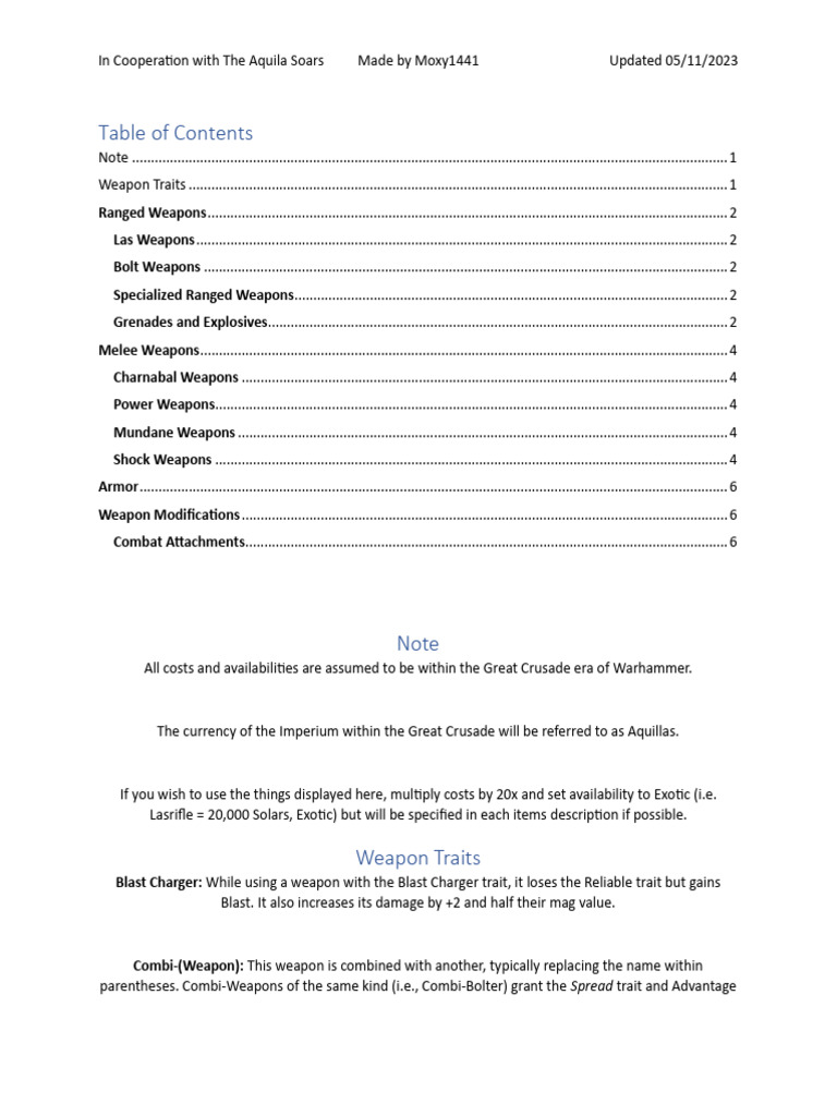 Armory of The Great Crusade 1.0 | PDF | Armour