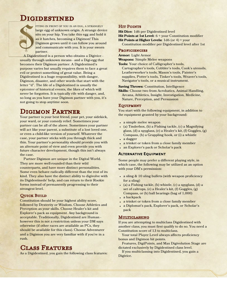 Digidestined Class Overview | PDF