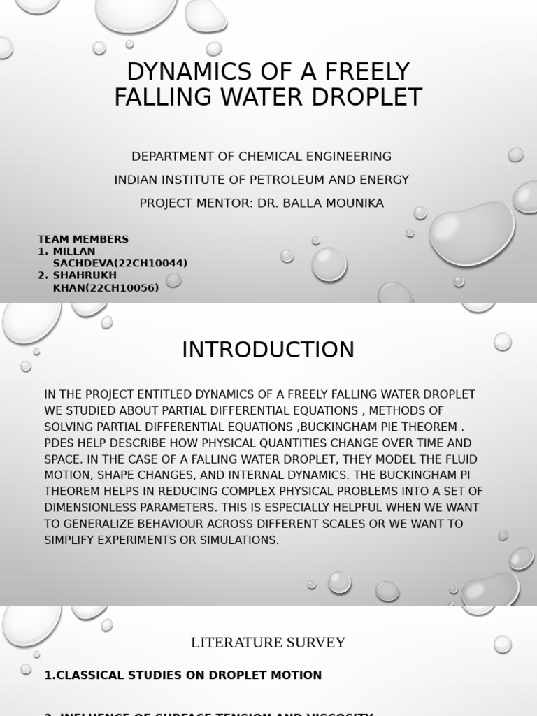 Dynamics of A Freely Falling Water Droplet | PDF | Partial Differential ...