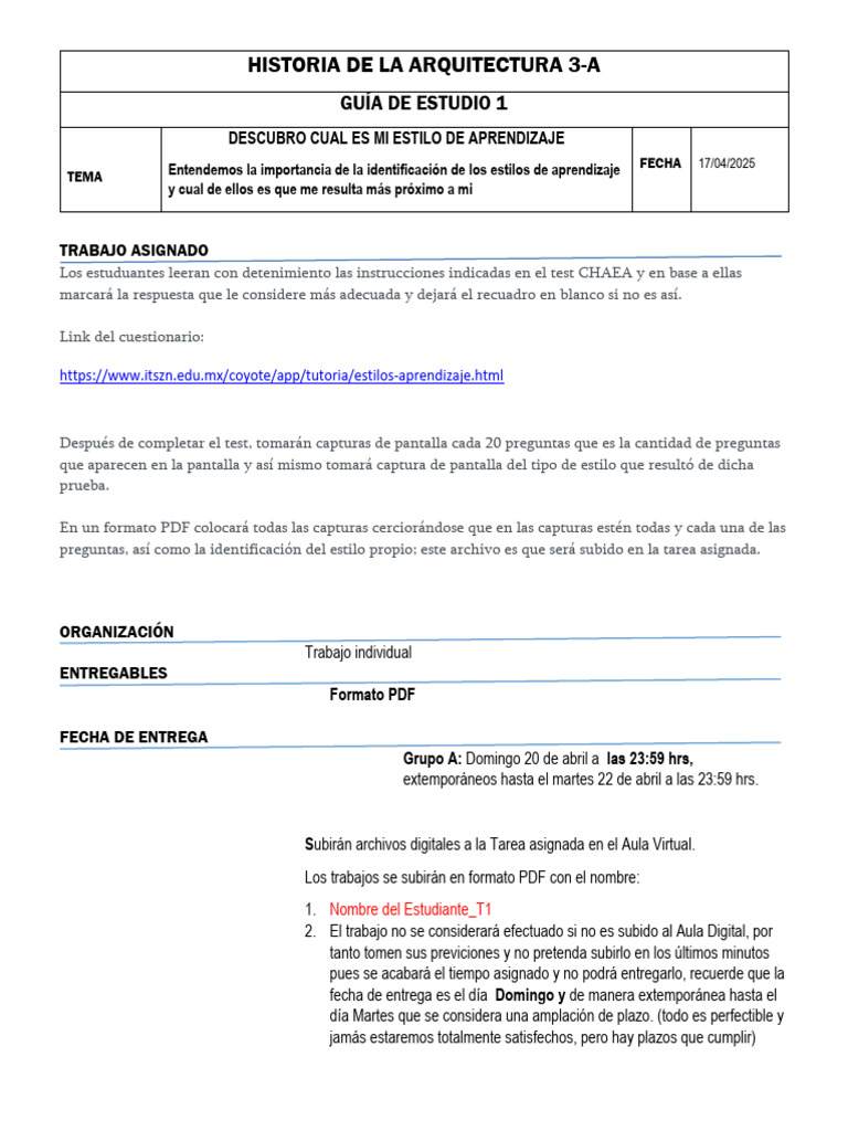 Guía de Estudio 1 - H3 - A | PDF | Aprendizaje | Cognición