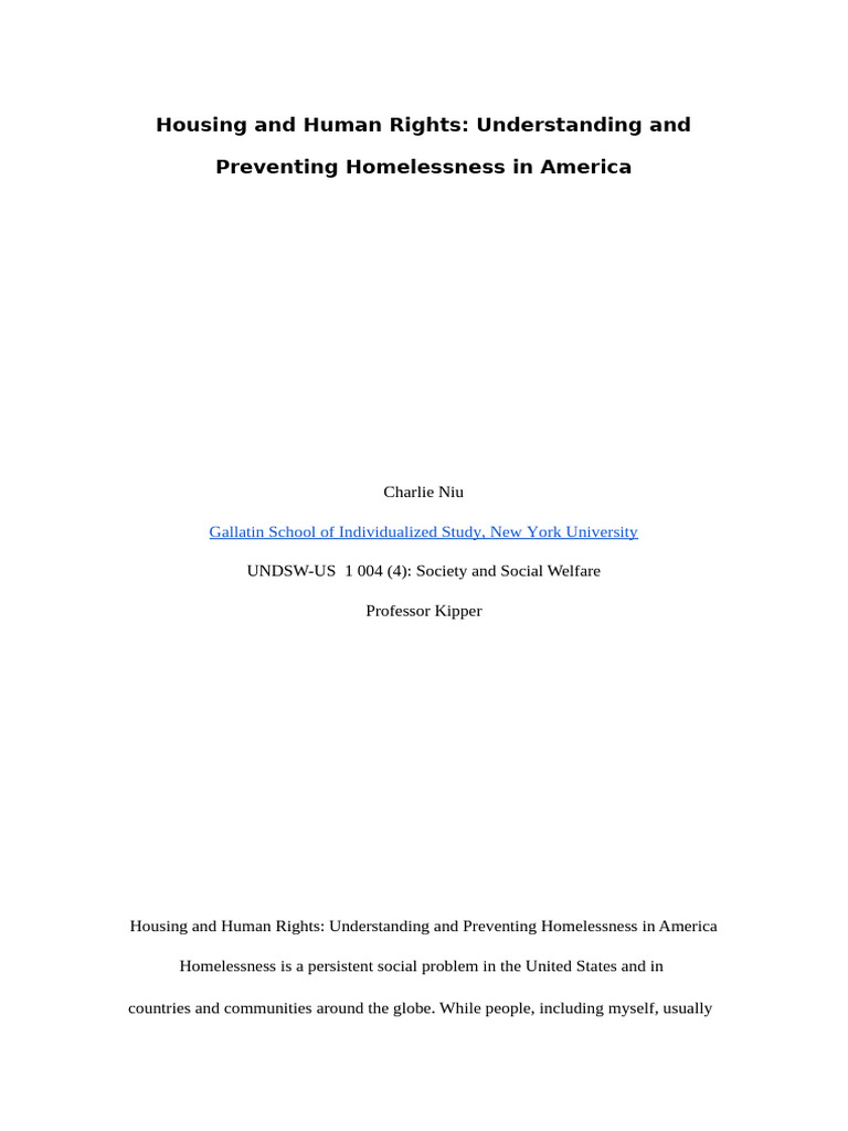 Housing and Human Rights. Final. Zequn | PDF | Homelessness | Social Work