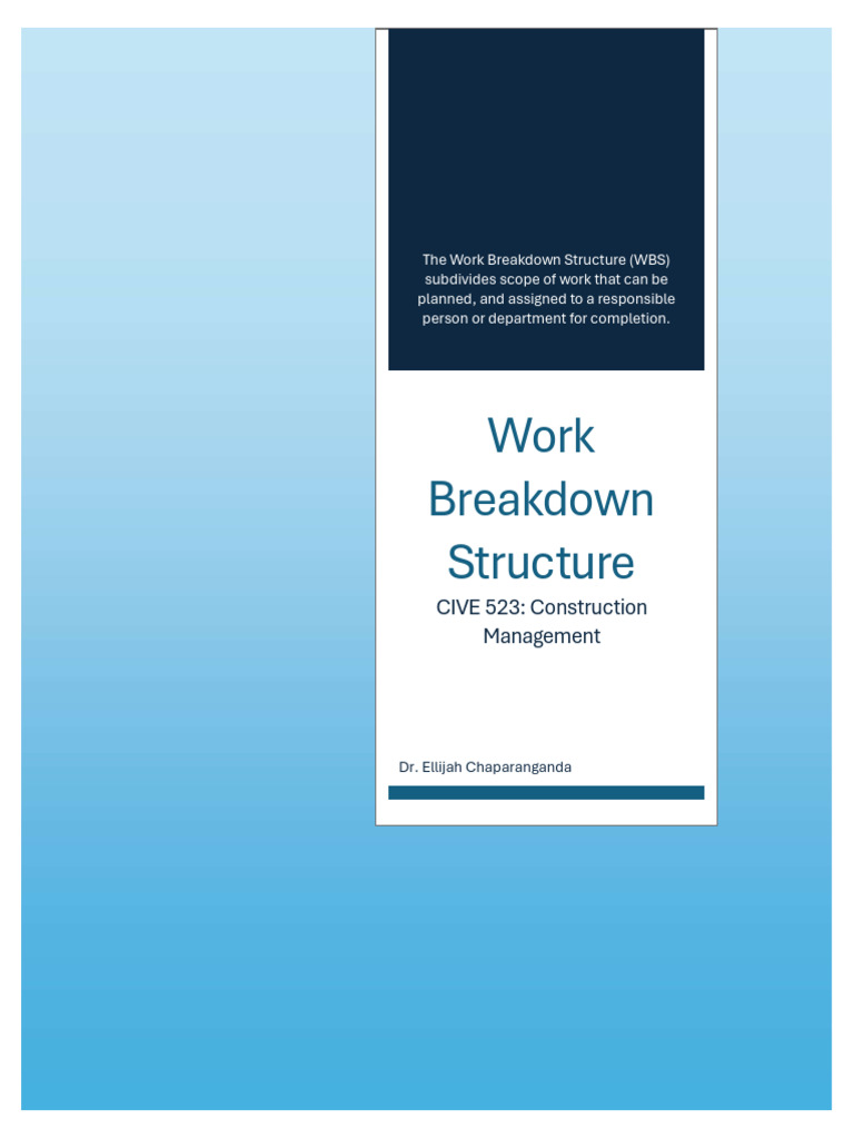 Work Break Down Structure (WBS) | PDF