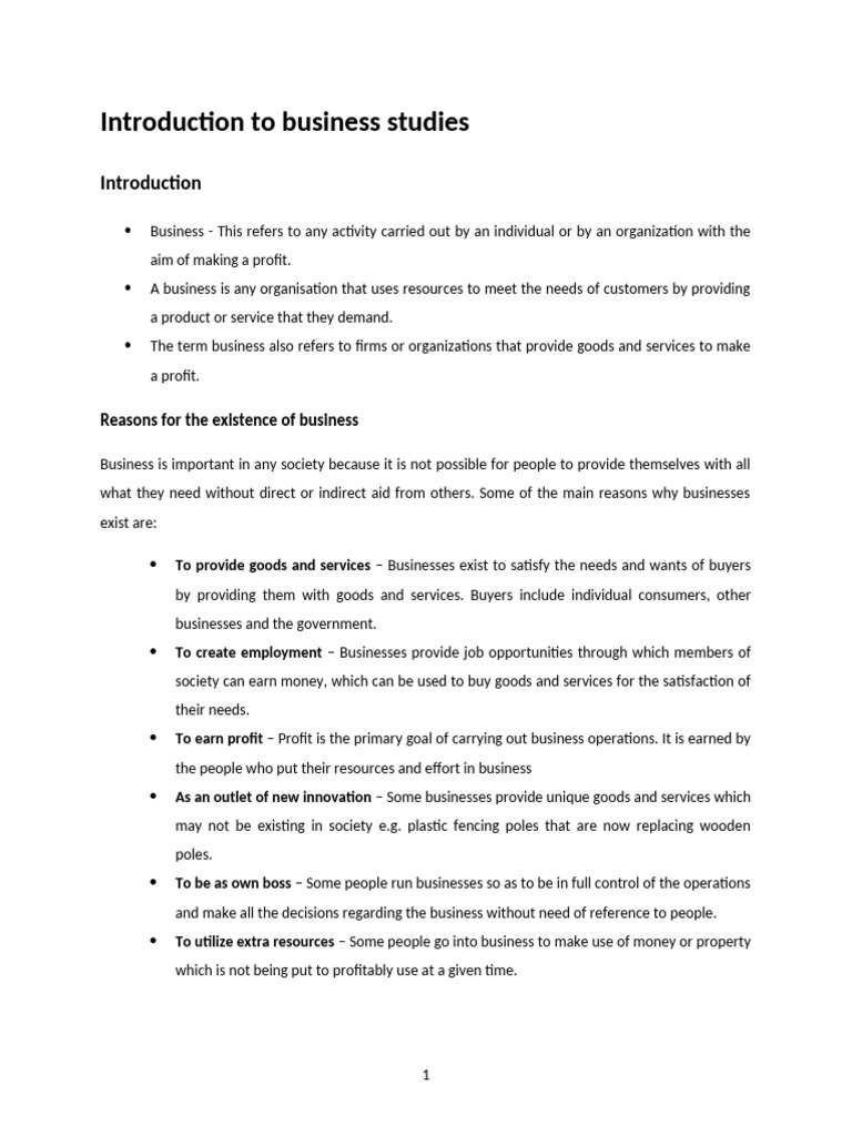 01 Introduction To Business | PDF | Franchising | Partnership
