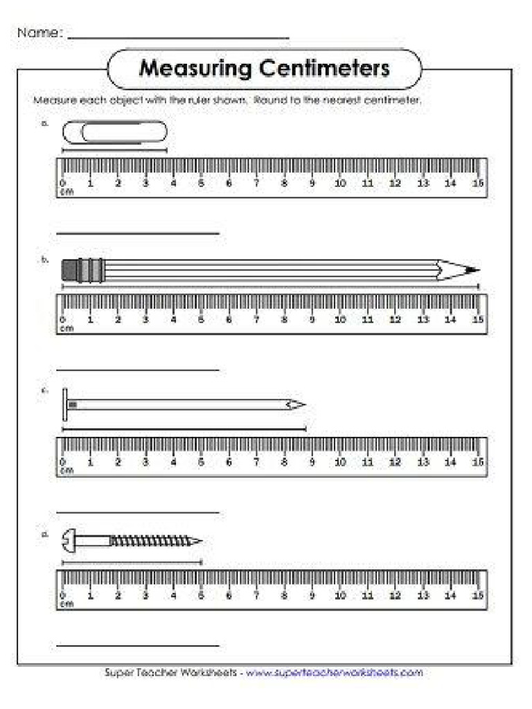 Metric Measurement Worksheets - Centimeters (CM), Millimeters (MM ...
