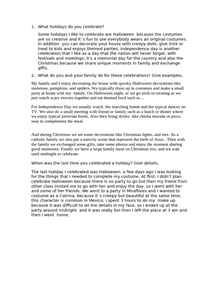 What Holidays Do You Celebrate 12 | PDF