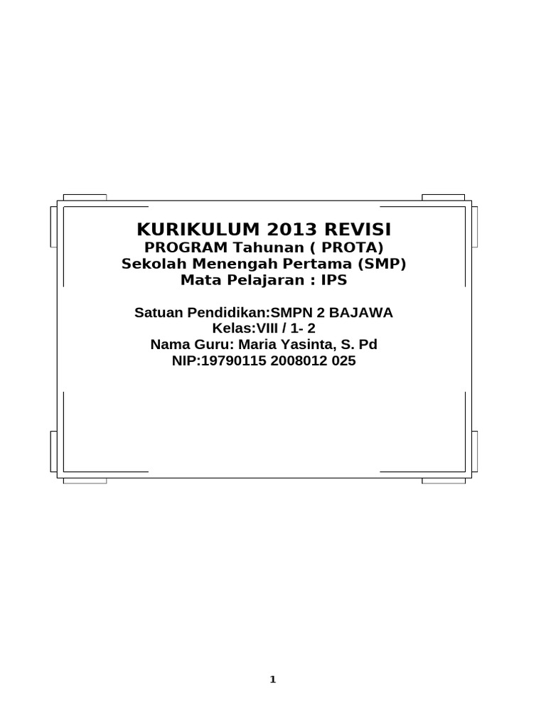 Prota IPS Kelas VIII SMPN 2 Bajawa | PDF