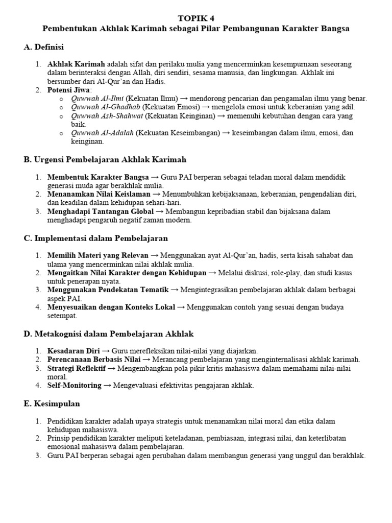 Pembentukan Akhlak Karimah untuk Karakter Bangsa | PDF