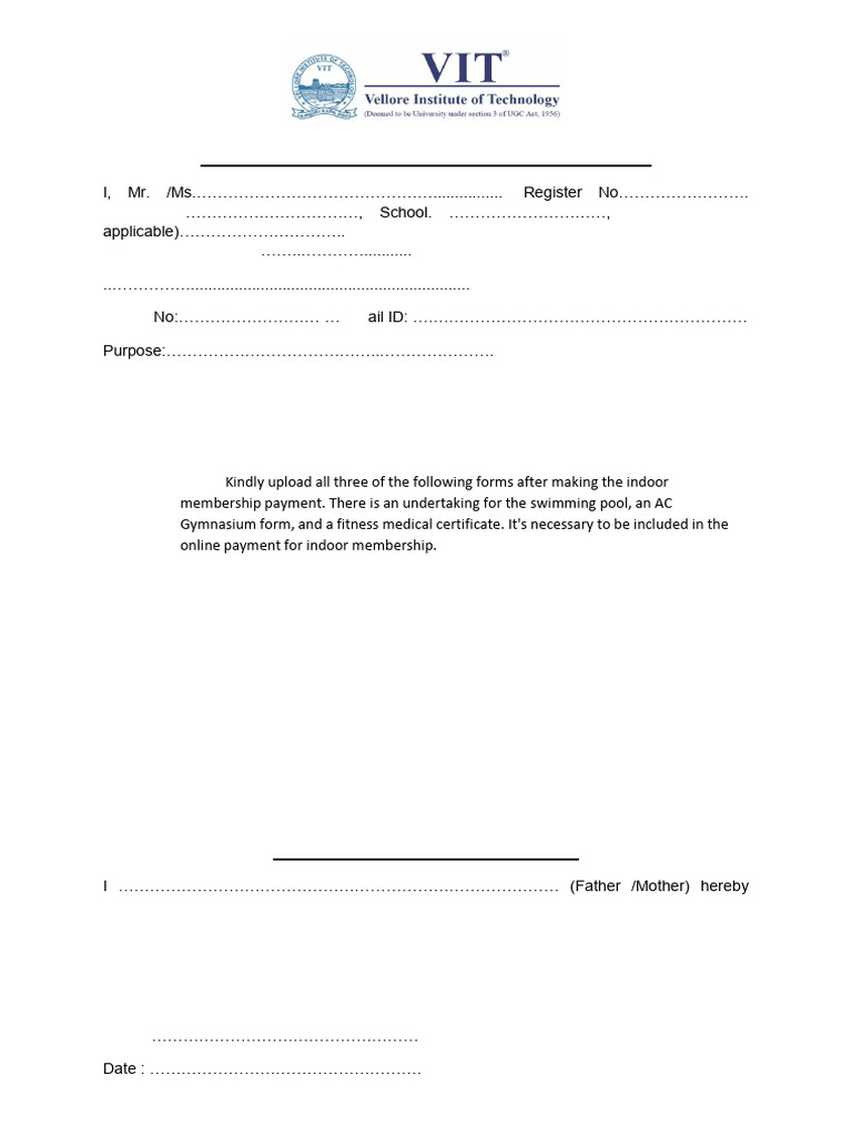 AC Gymnasium Undertaking Form | PDF | Vaccination