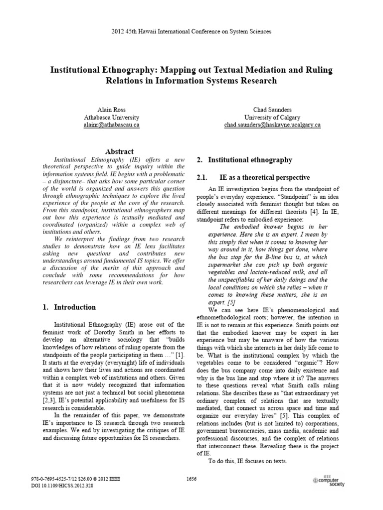 2048 - Nstitutional Ethnography Mapping Out Textual Mediation and ...