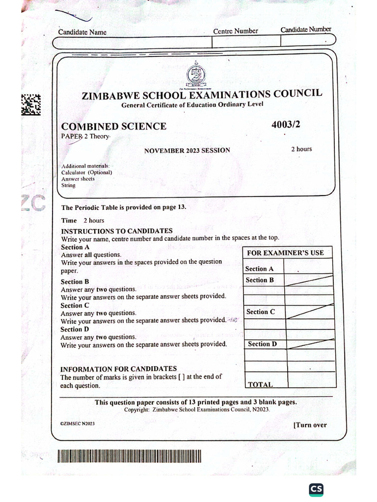 combined science p2 Nov2023_240415_211900 | PDF