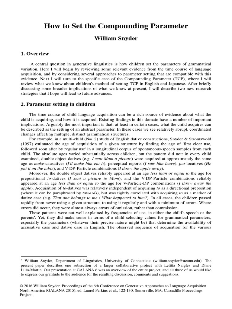 Snyder, How To Set The Compounding Parameter, 2016 | PDF | Parsing | Learning