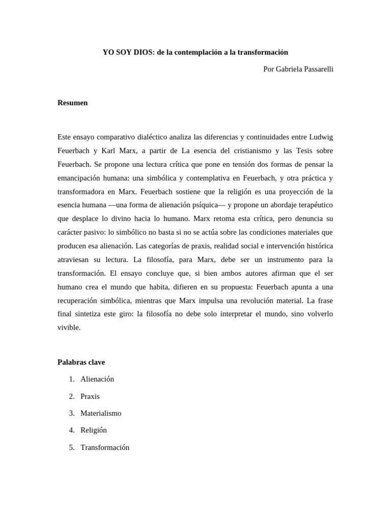 Feuerbach y Marx: Emancipación y Praxis | PDF | Karl Marx | Materialismo