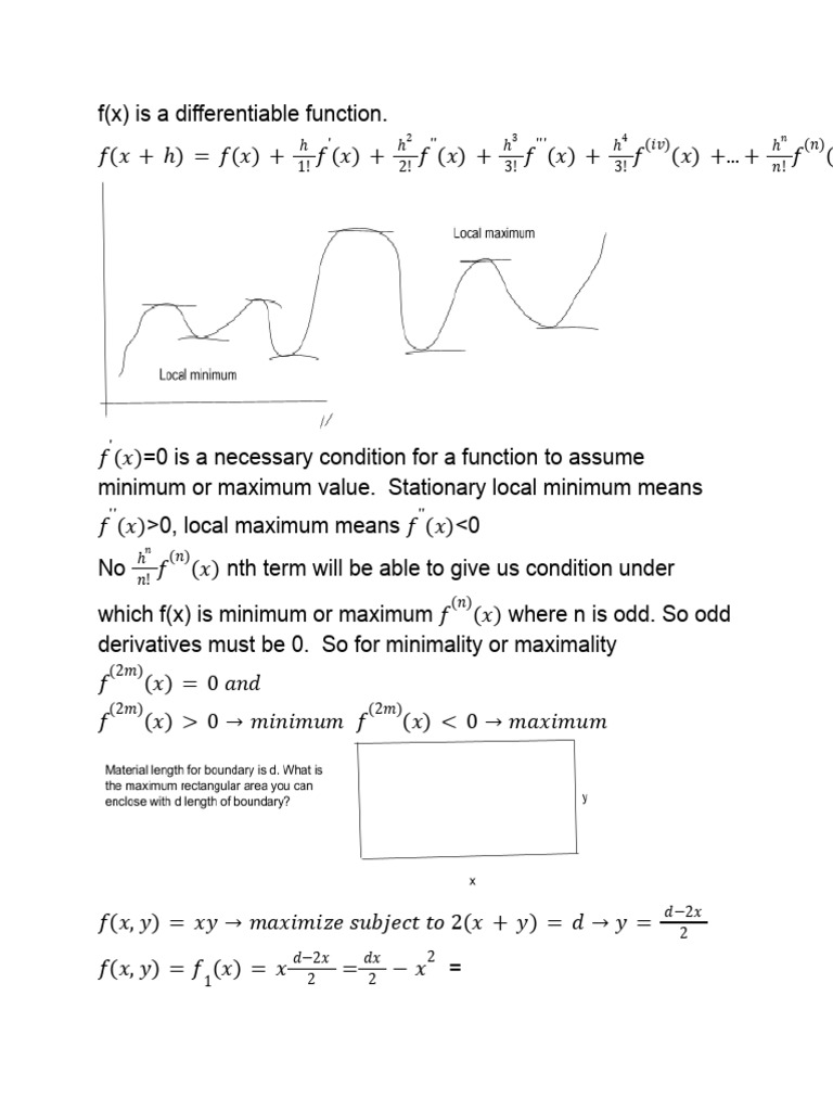 Optimization Using Differential Calculus | PDF | Mathematical Optimization | Mathematical Logic