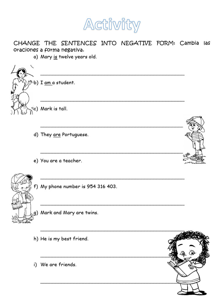 Negative Sentence Transformation Exercise | PDF