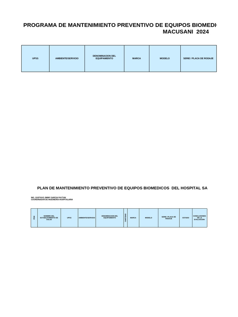 INVENTARIO ACTUALIZADO -PROGRAMA DE MANTENIMIENTO DE EQUIPOS BIOMEDICOS 2024 | PDF